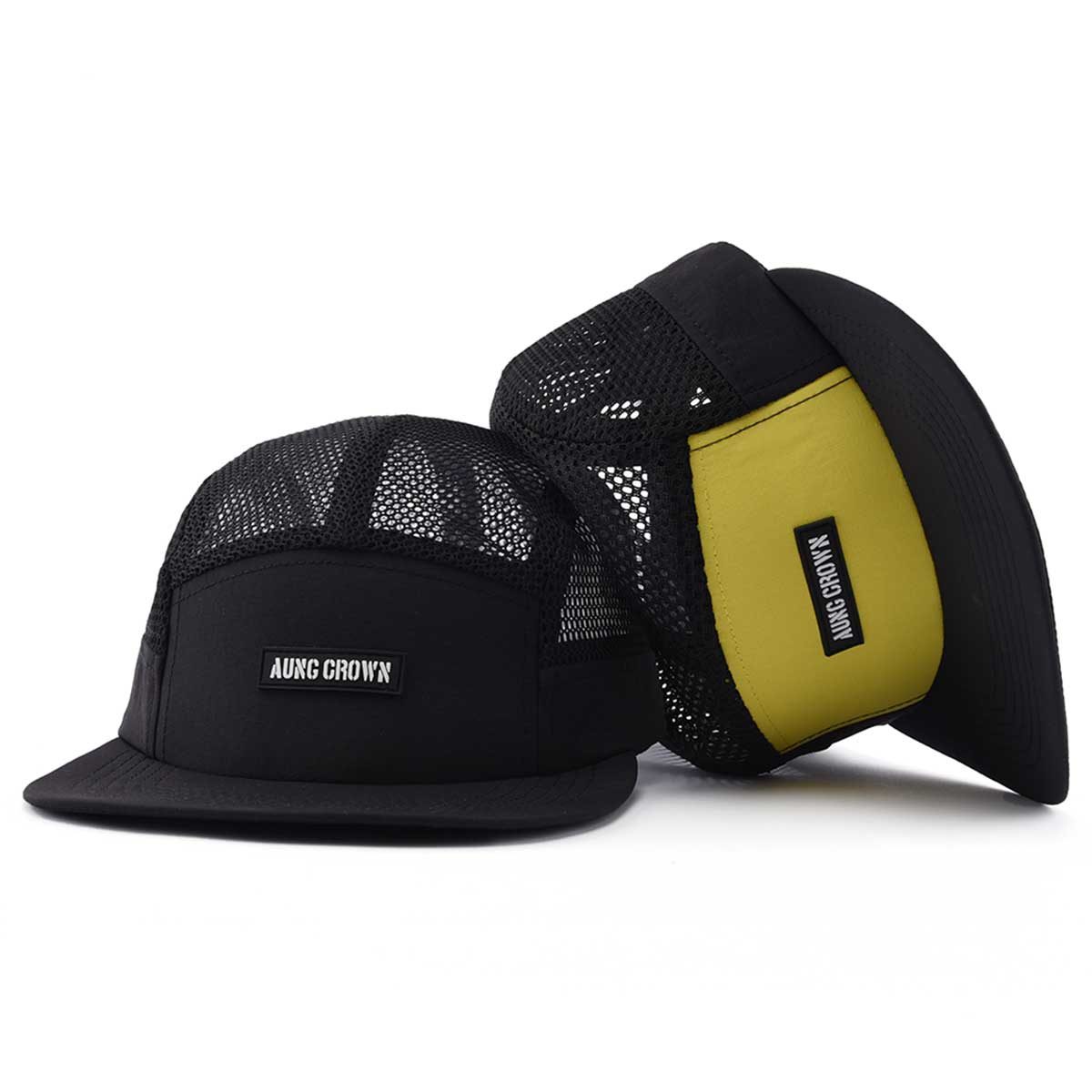 Custom Mesh Five Panel Hat With Rubber Patch SFA-210322-3 - Aungcrown.com