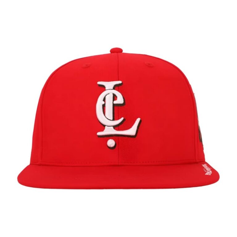 Cotton 6 Panel Flat Brim Red Snapback Cap With Embroidery Logo ...