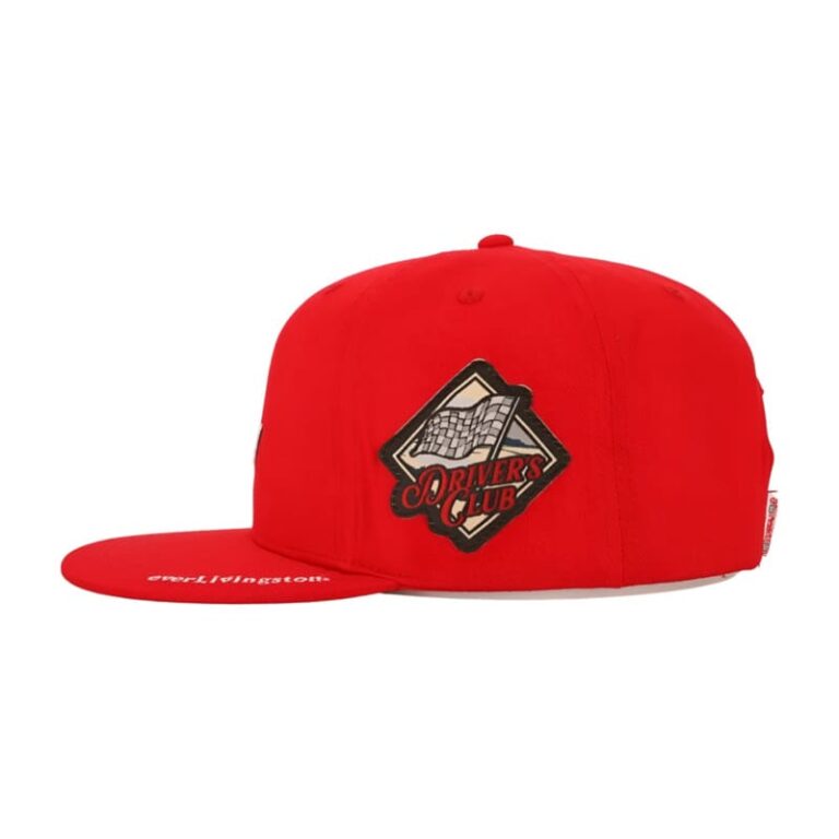 Cotton 6 Panel Flat Brim Red Snapback Cap With Embroidery Logo ...